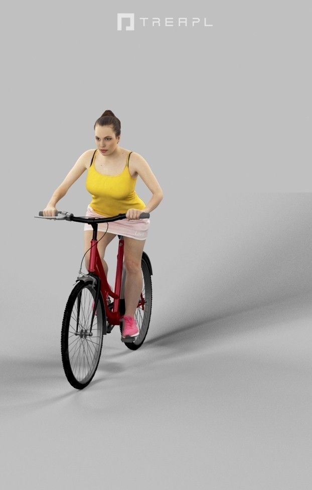 Dream Female Model Riding A Bicycle 3D model | CGTrader