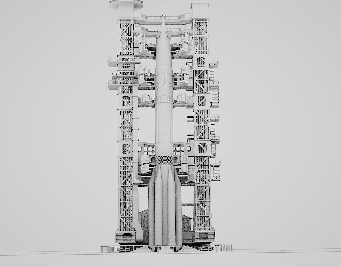 Proton Rocket launch pad 3D model rigged | CGTrader