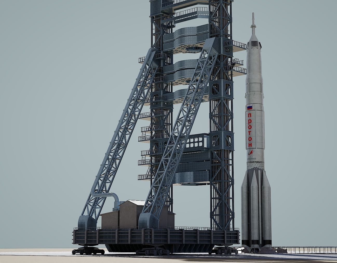 Proton Rocket launch pad 3D model rigged | CGTrader