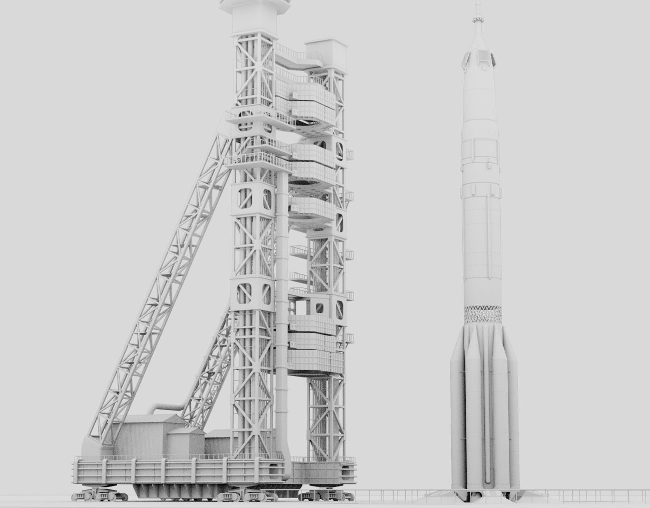 Proton Rocket launch pad 3D model rigged | CGTrader