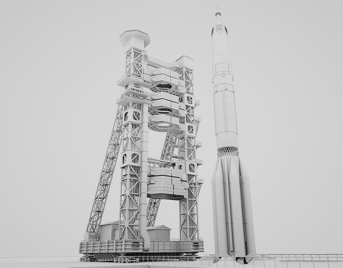 Proton Rocket launch pad 3D model rigged | CGTrader