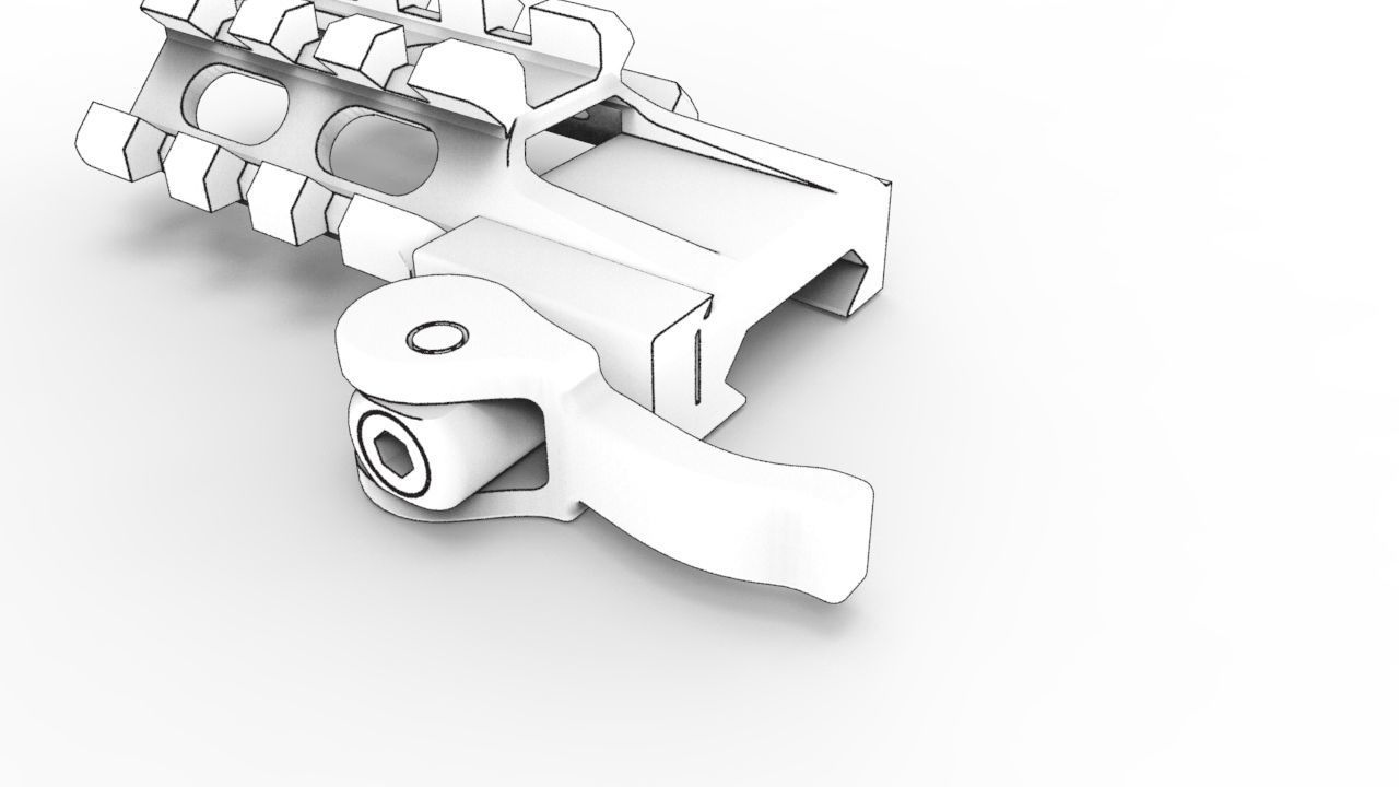 QD Triple Rail Mount Adaptor 3D model | CGTrader
