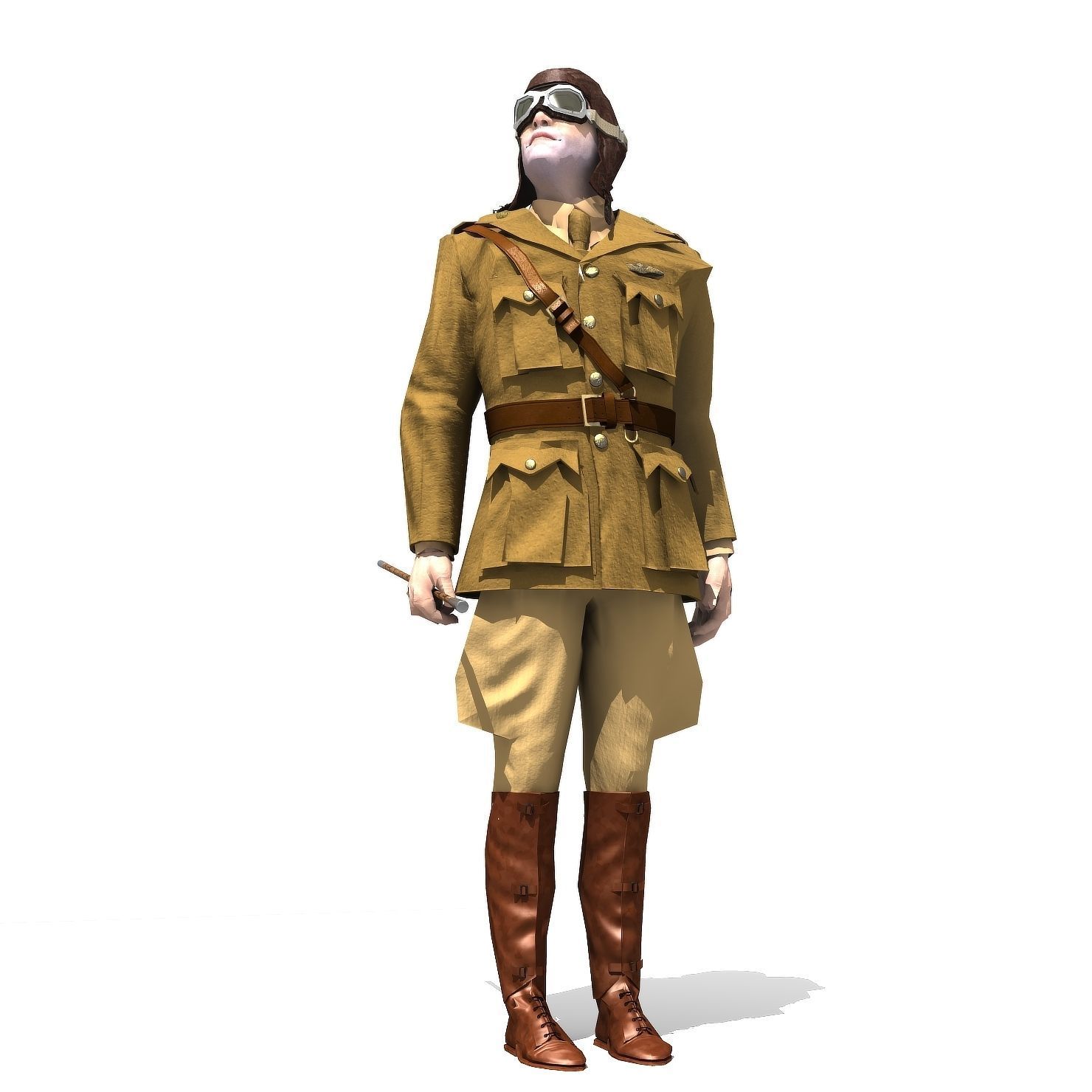 Aviator WWI British Pilot - Low poly - rigged - animated 3D model ...