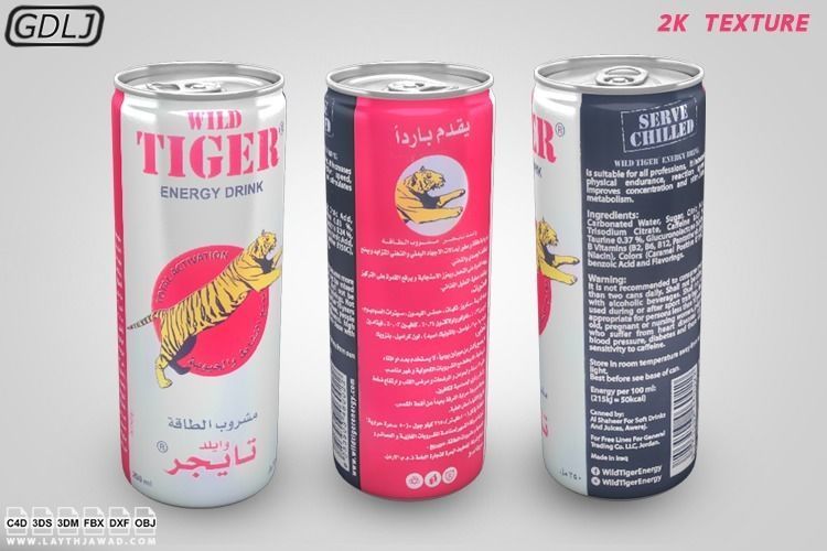 iraq 3D Wild Tiger - Energy drink - Soda Can | CGTrader