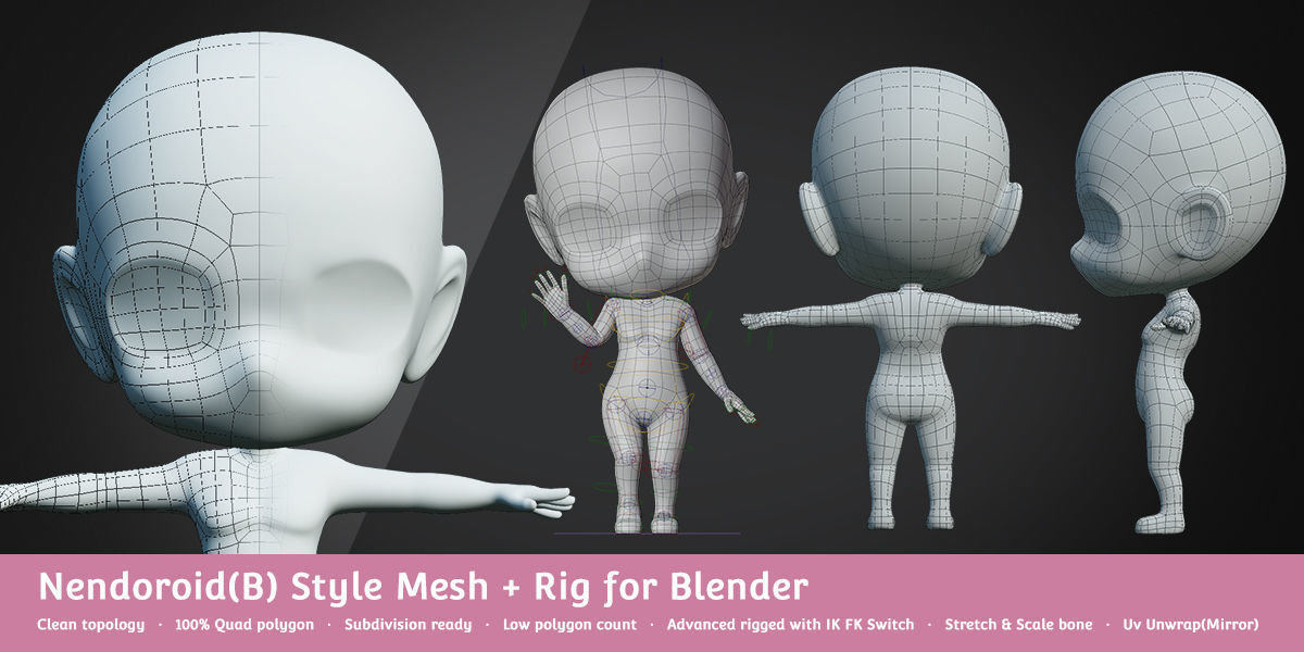 3D model Base Meshes Character Starter Kit VR / AR / low-poly | CGTrader