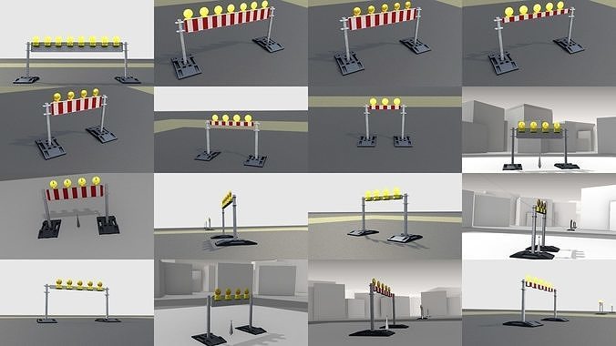 3D Model Collection 70 Different Types of Construction Site Barriers VR ...