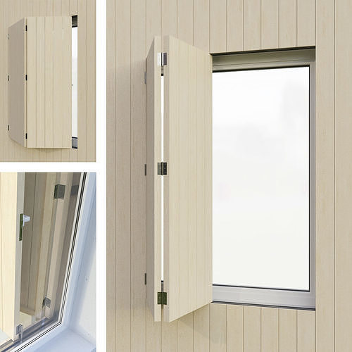Shutters 4 window with wooden frame 3D model | CGTrader
