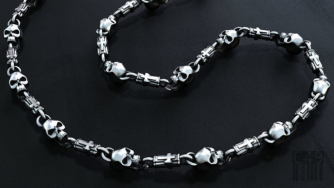 chain link skull with cross 3D model 3D printable | CGTrader