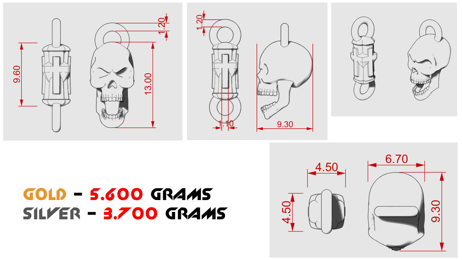chain link skull with cross 3D model 3D printable | CGTrader