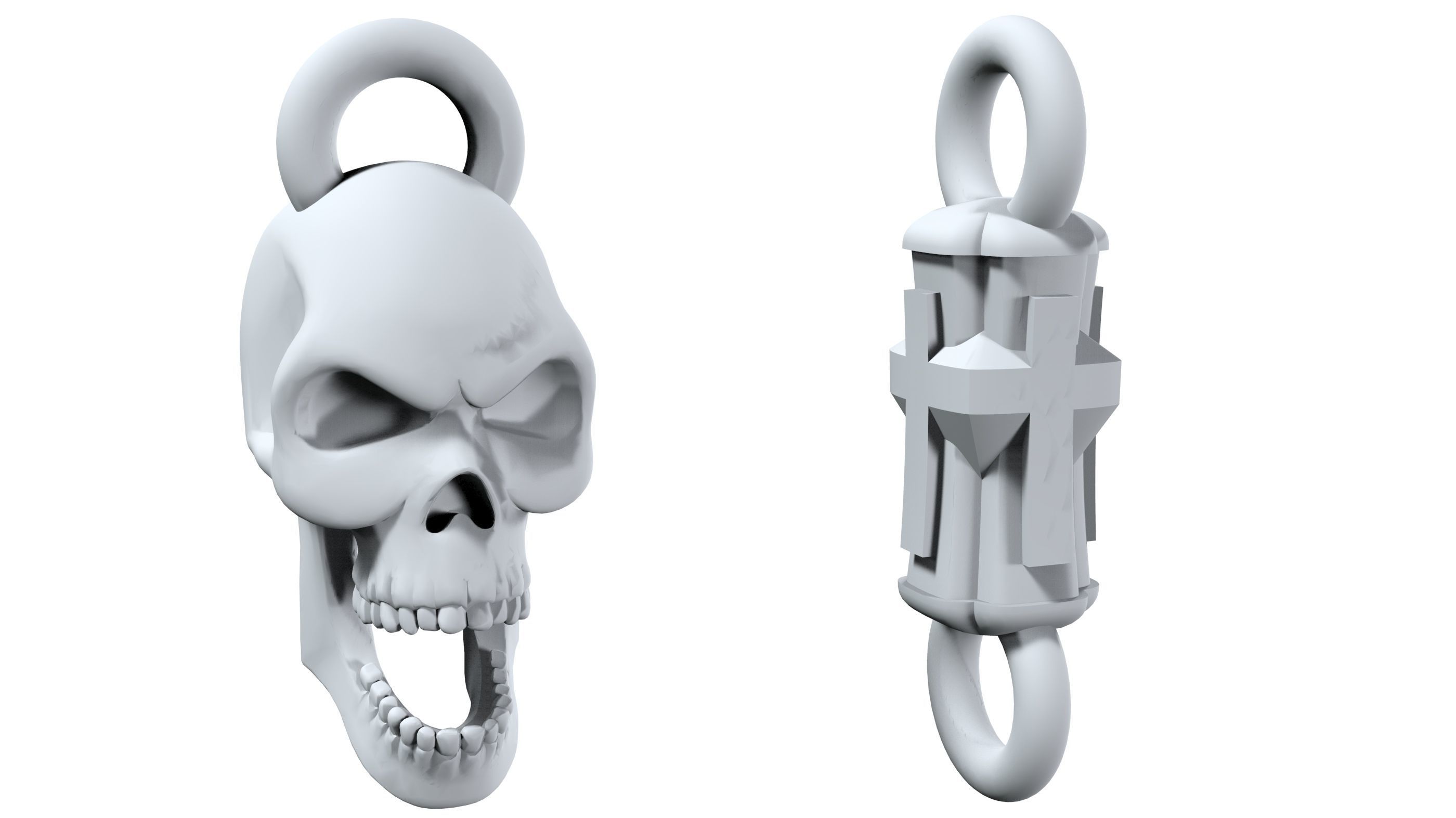 chain link skull with cross 3D model 3D printable | CGTrader