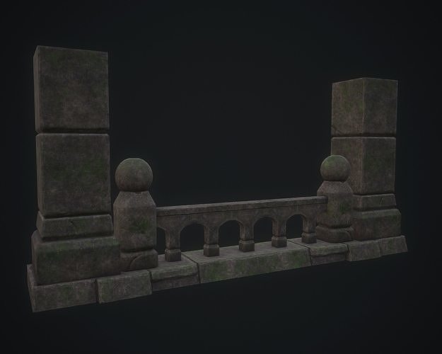 3D model Stone Fence with Columns VR / AR / low-poly | CGTrader