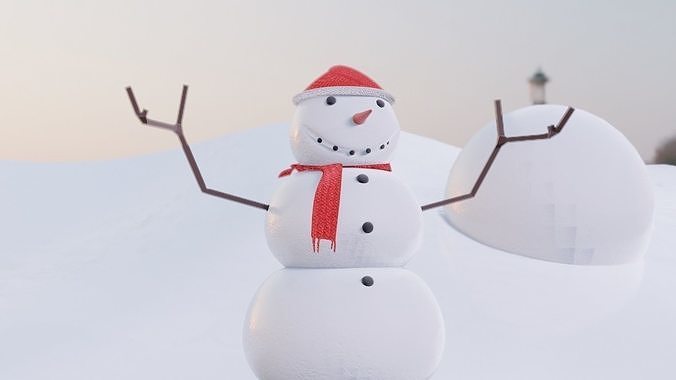 snow man model and snow christmas season 3D model | CGTrader