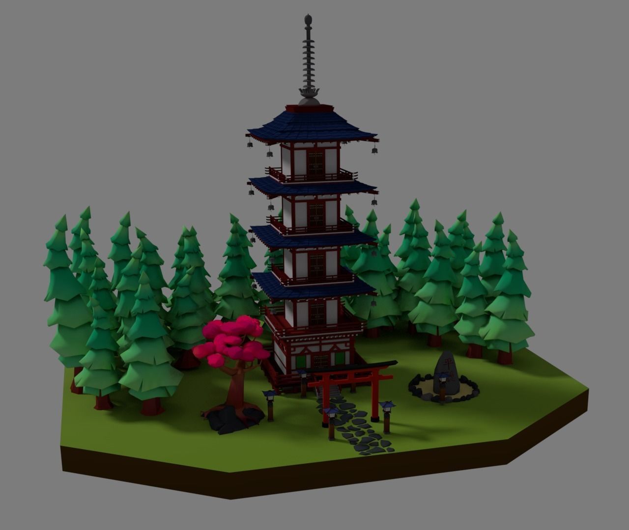 3D model Templo Japones - Japanese Temple VR / AR / low-poly | CGTrader