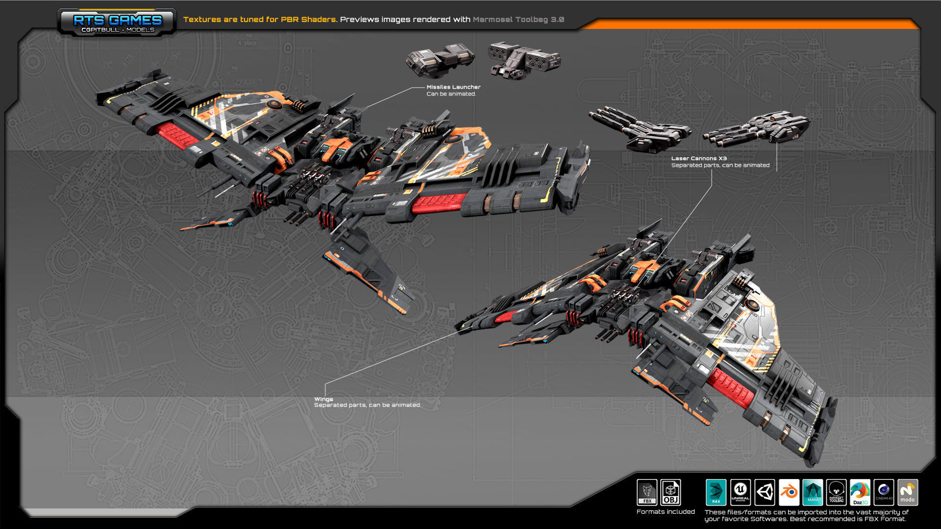 3D model FEDERATION Frigate GX8 VR / AR / low-poly | CGTrader