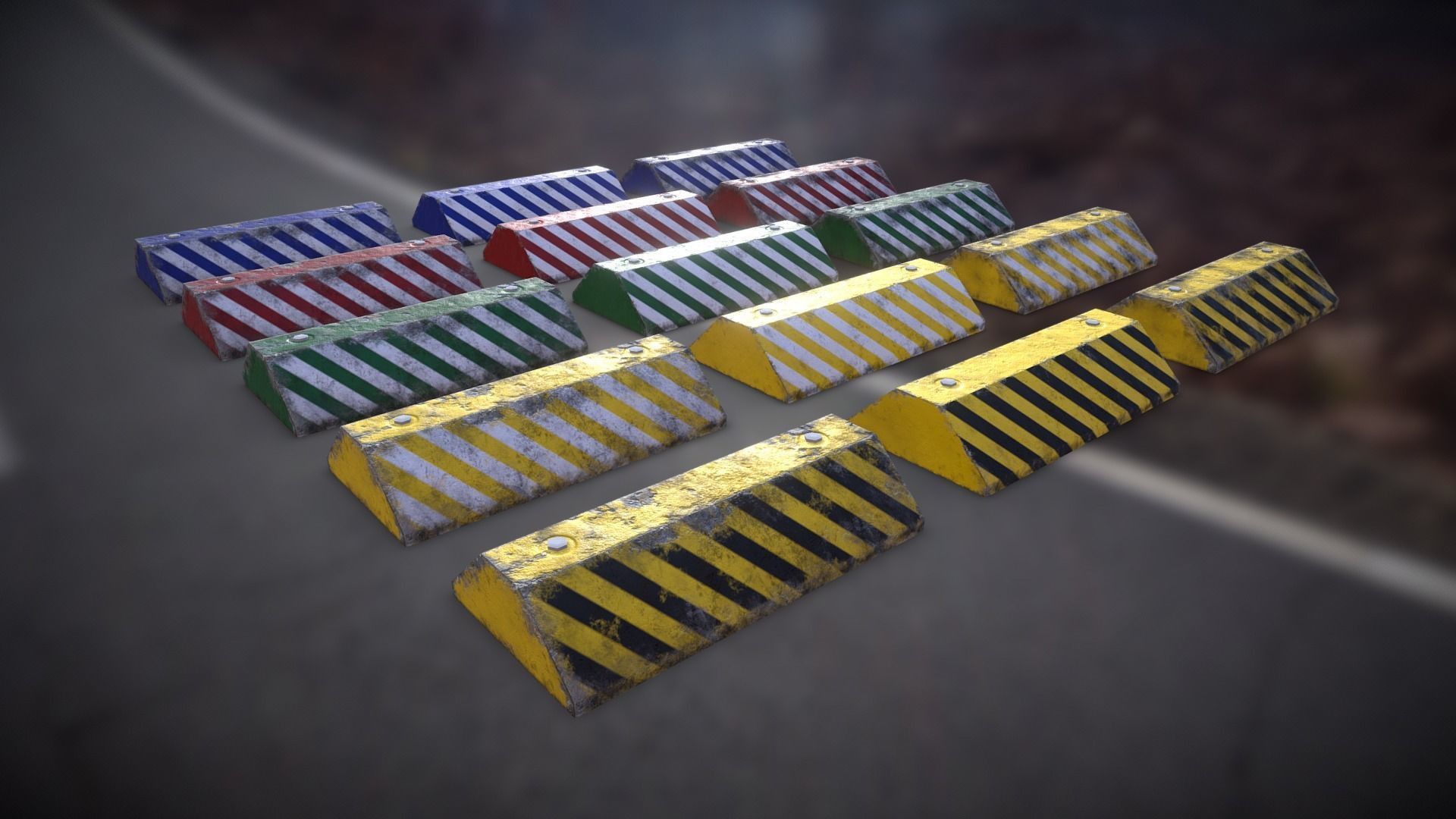 3D model Concrete Traffic Lane Separator - 4K PBR - Pack VR / AR / low ...