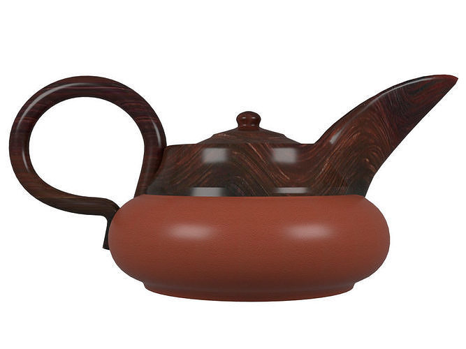 Teapot with wooden handle 3D model | CGTrader