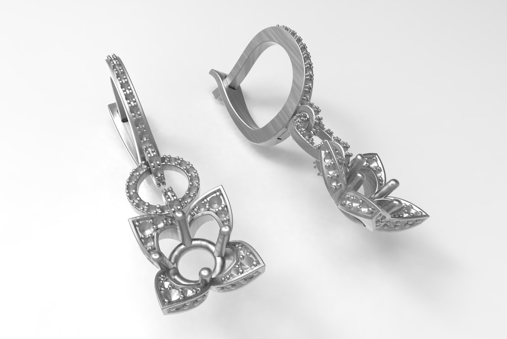 Solitaire Earring 3D model 3D printable STL 3DM