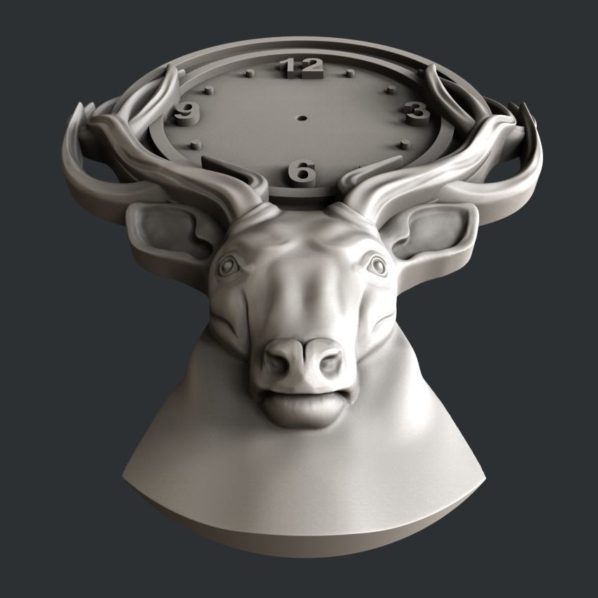 3d STL models for CNC or 3d printer clock deer 3D model 3D printable ...