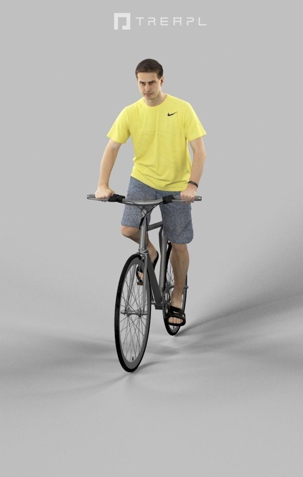 Romance A Casual Man Riding A Bike 3D model | CGTrader