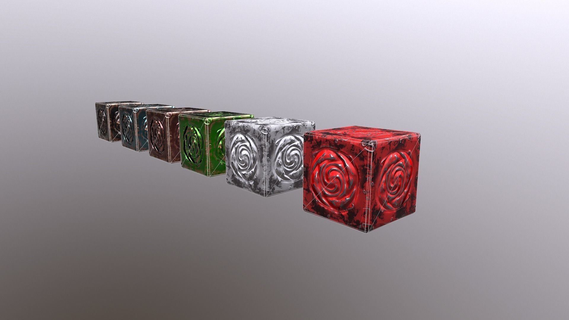 3D model Metallic painted cubes for a 2D platformer VR / AR / low-poly ...