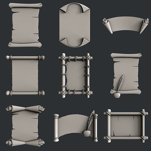 3d STL models for CNC or 3d printer set scroll 3D model 3D printable ...