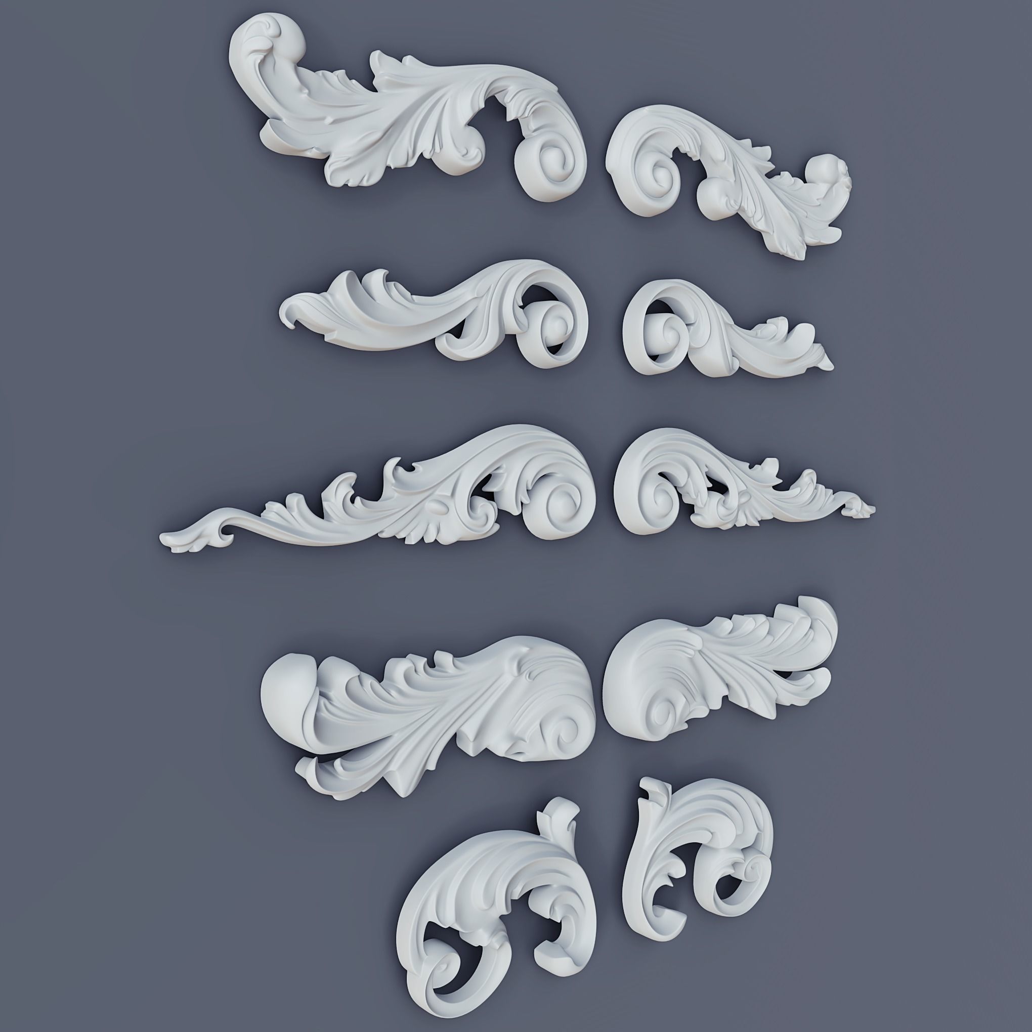 Baroque Volutes pack 2 3D model 3D printable | CGTrader