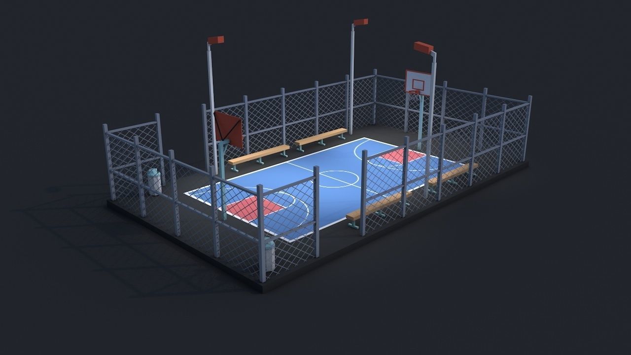 3D model Cartoon Low Poly Basketball Court VR / AR / low-poly | CGTrader