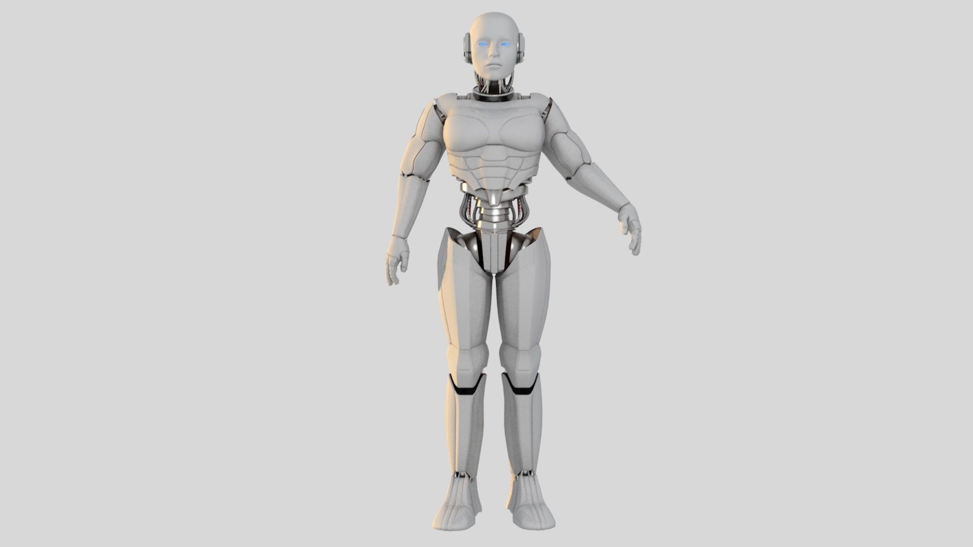 Cyborg white 3D model animated rigged | CGTrader