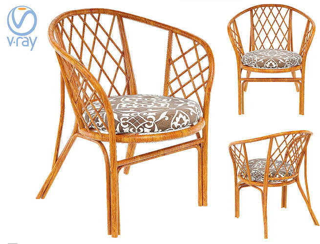 3D model Rotang Armchair Woven Rattan Pillow VR / AR / low-poly | CGTrader