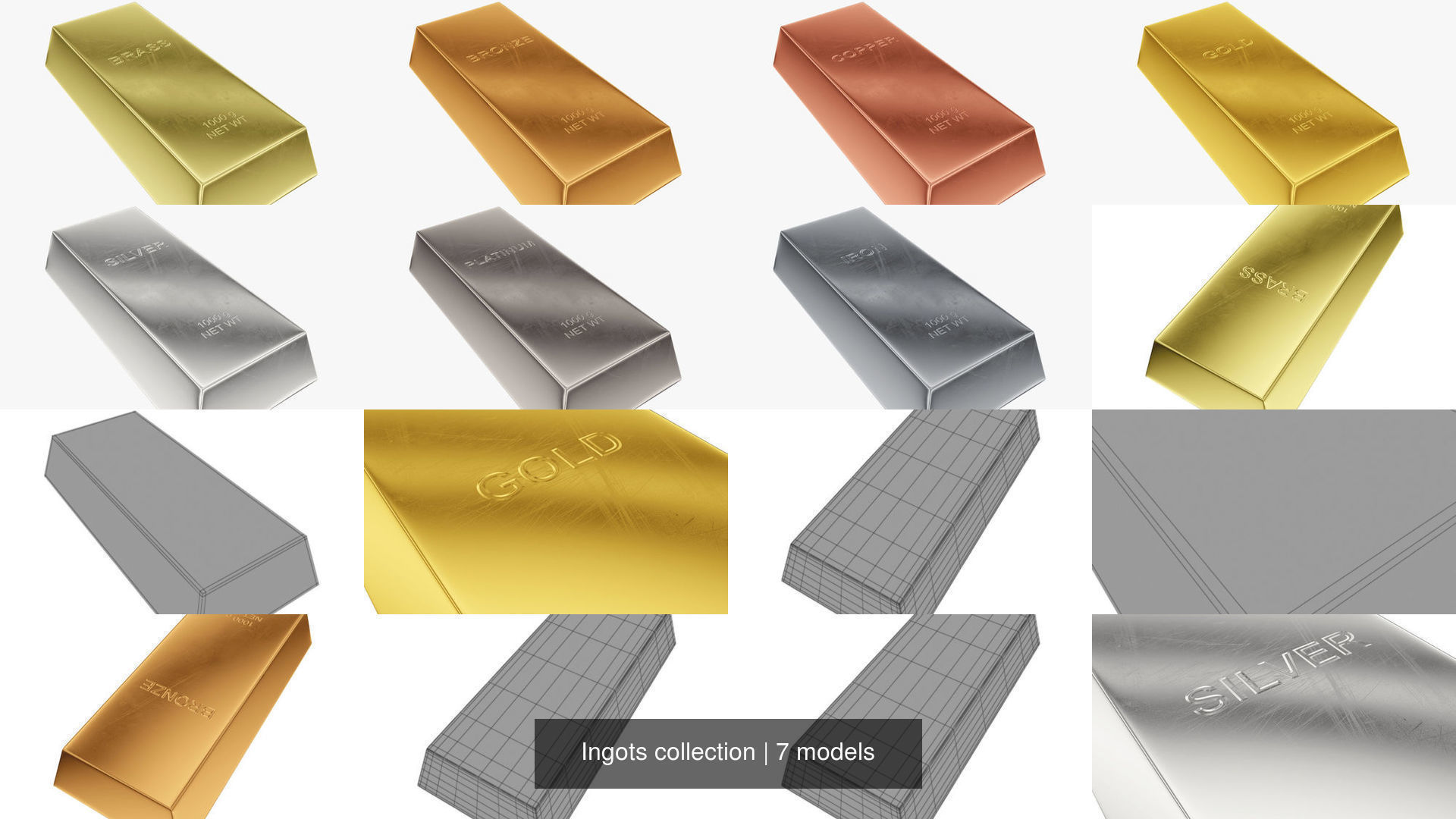 Ingots collection VR / AR / low-poly | CGTrader