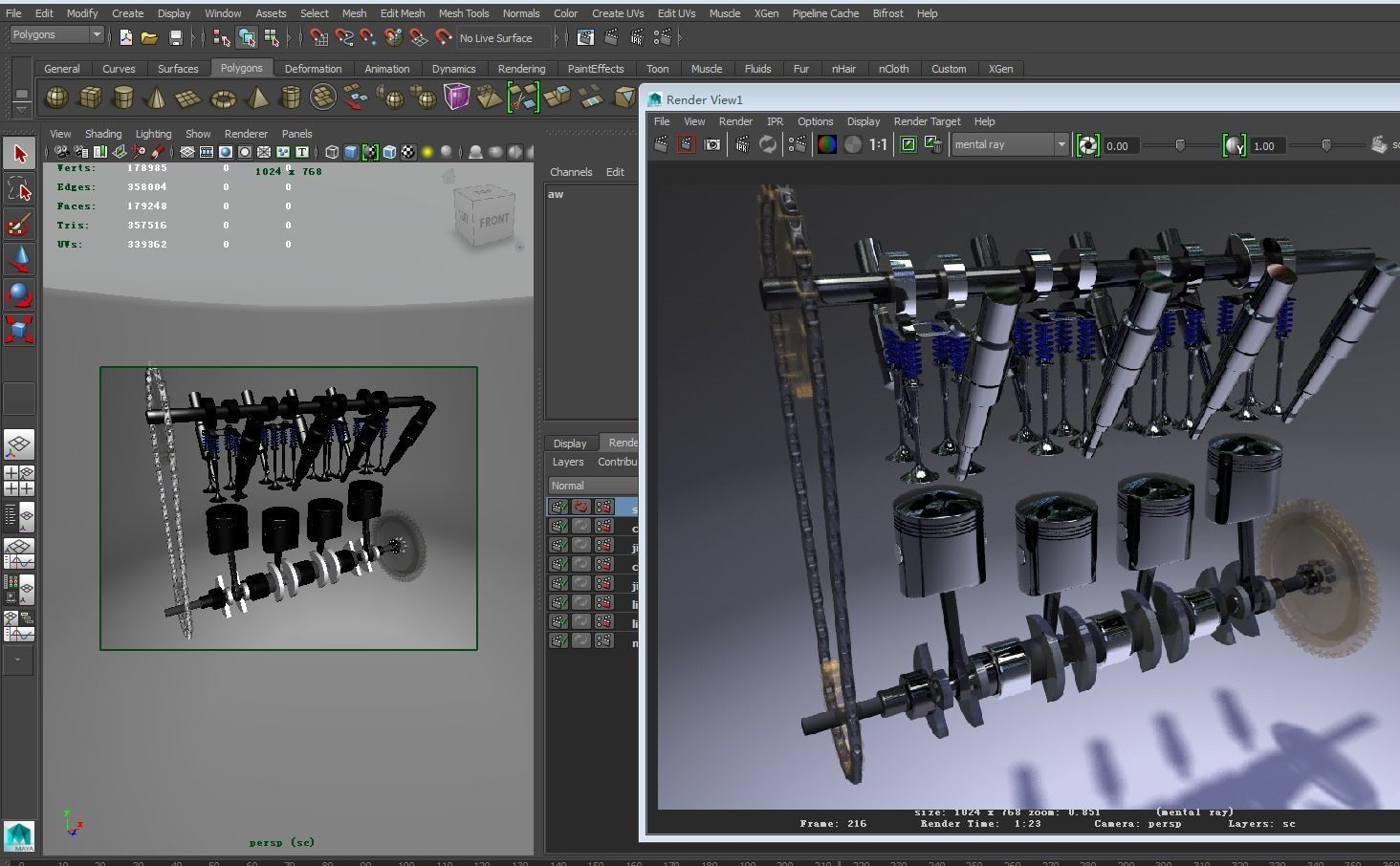 Internal-combustion engine Engine Inline Four-Cylinder 3D model ...