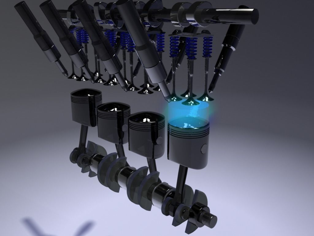 Internal-combustion engine Engine Inline Four-Cylinder 3D model ...
