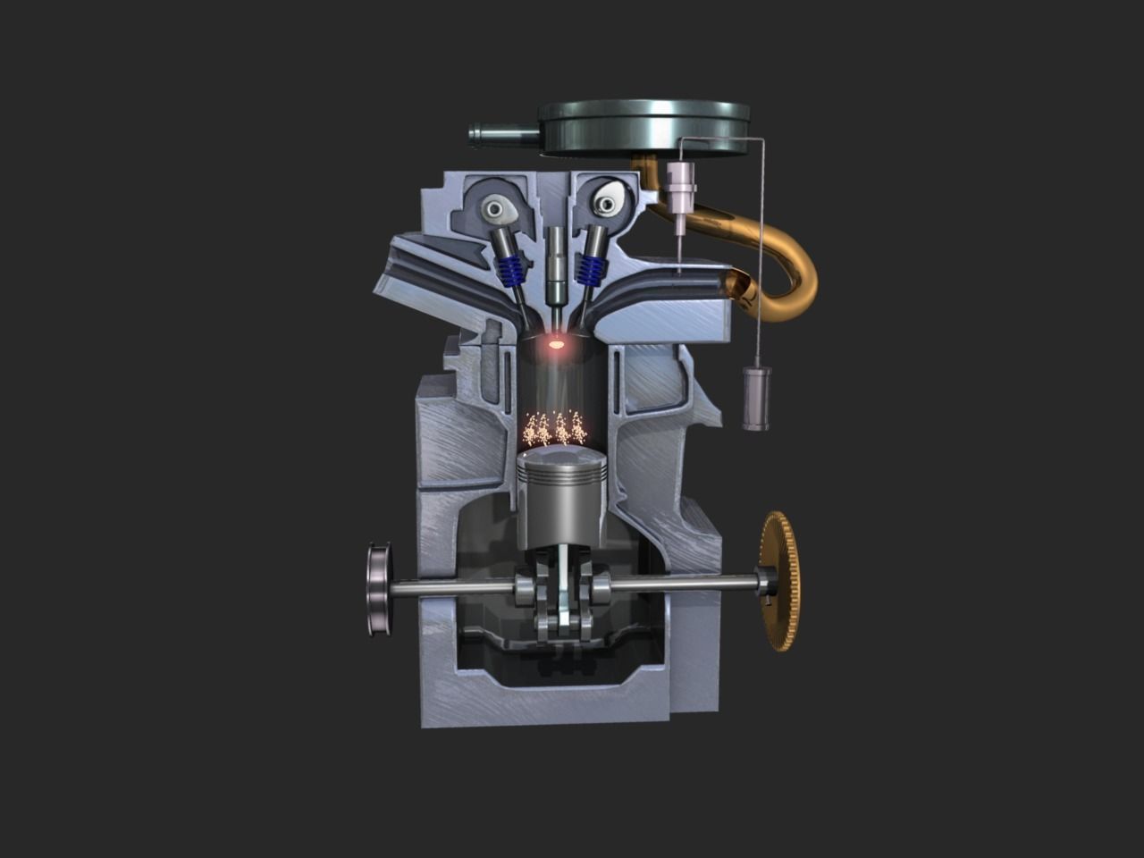 Engine Inline Four-Cylinder Gasoline Engine 3D model animated | CGTrader