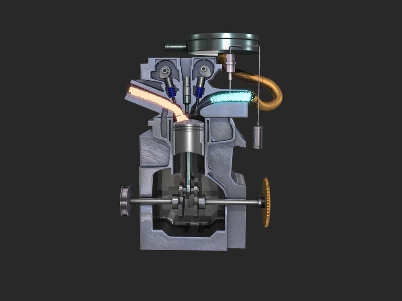 Engine Inline Four-Cylinder Gasoline Engine 3D model animated | CGTrader