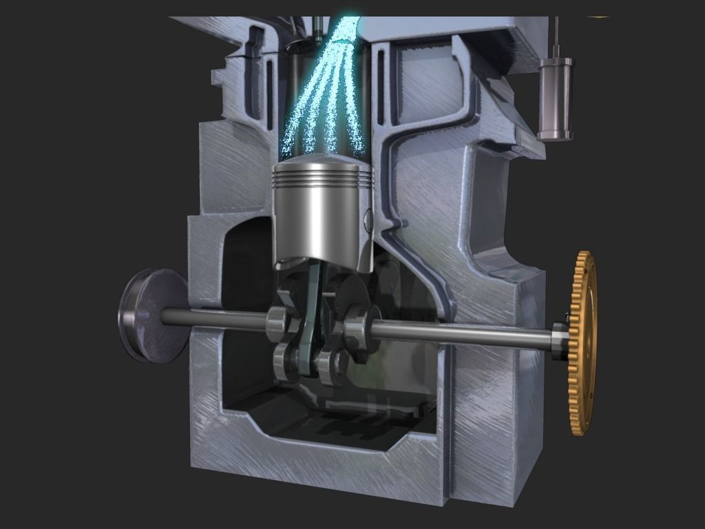 Engine Inline Four-Cylinder Gasoline Engine 3D model animated | CGTrader