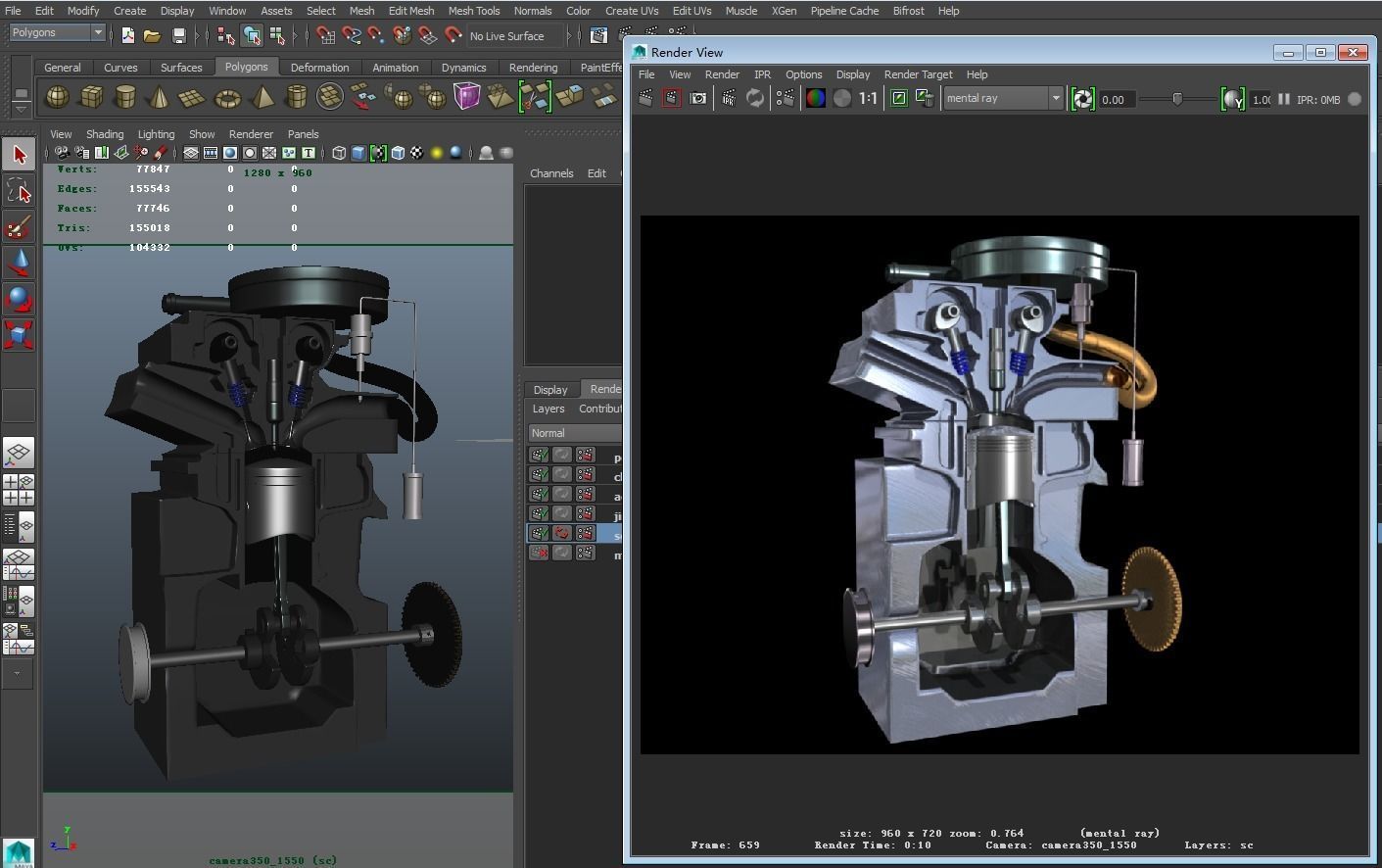 Engine Inline Four-Cylinder Gasoline Engine 3D model animated | CGTrader