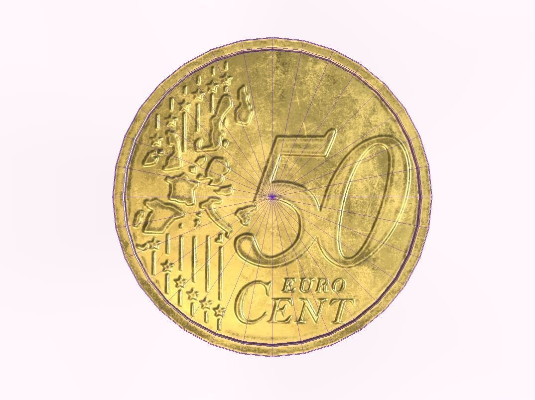 3D model 50 cents coin VR / AR / low-poly | CGTrader