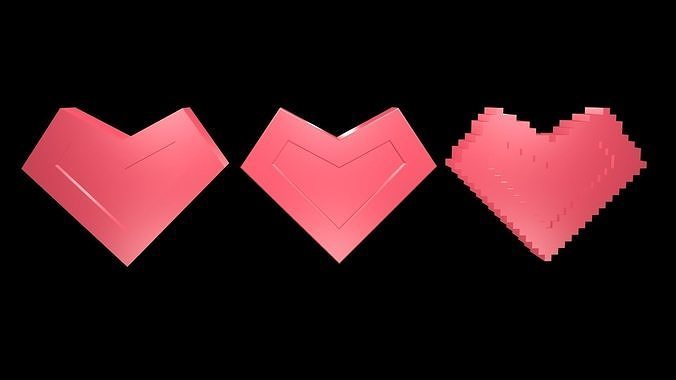 3D model Low poly hearts 3 VR / AR / low-poly | CGTrader