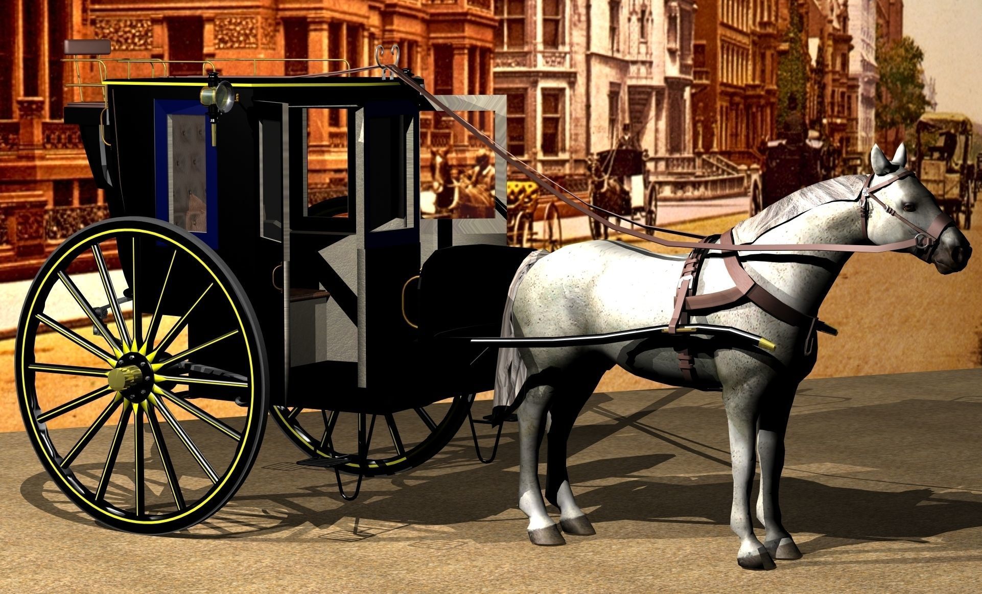 Hansom cab 1886 3D model | CGTrader
