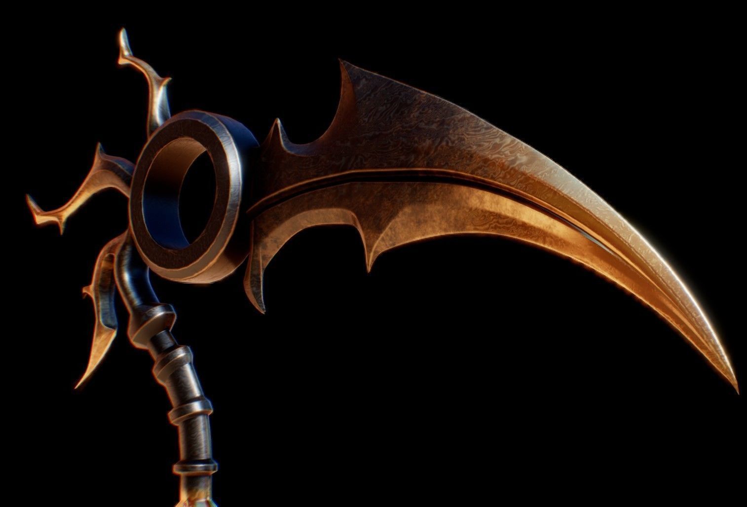 3D Black N Gold Scythe | CGTrader