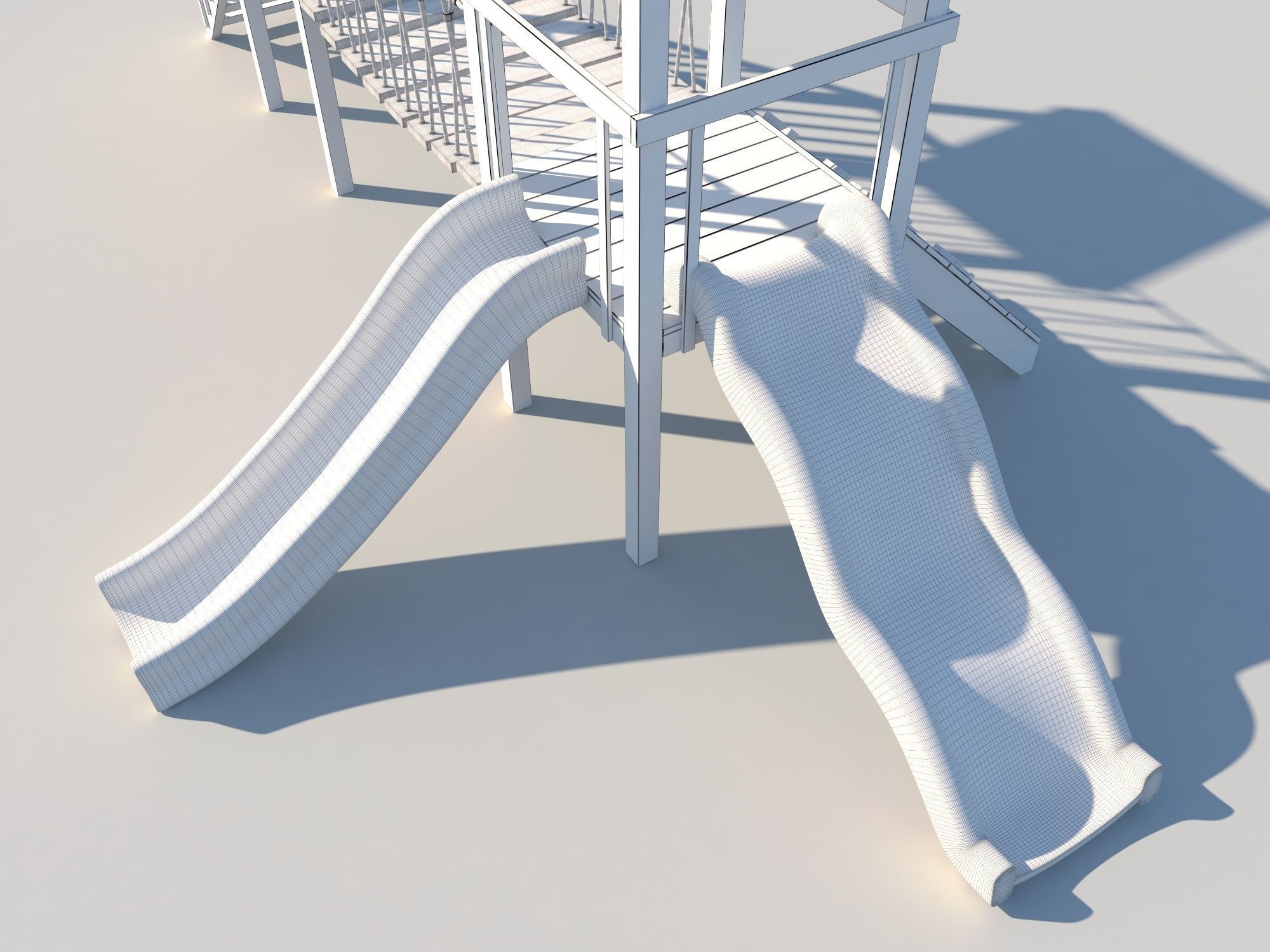 Playground Wooden Fort With Slides 3D model | CGTrader