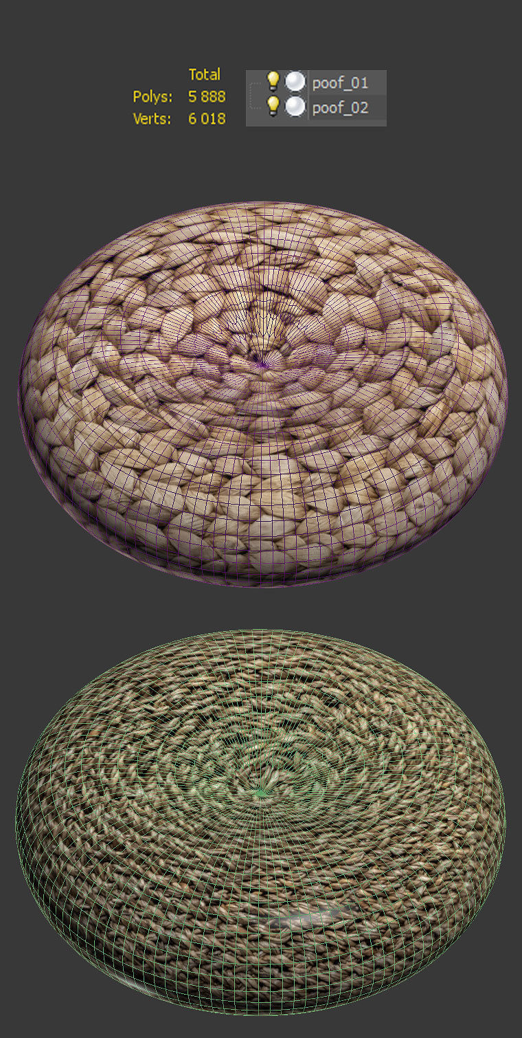 3D model Wicker Puffs VR / AR / low-poly | CGTrader
