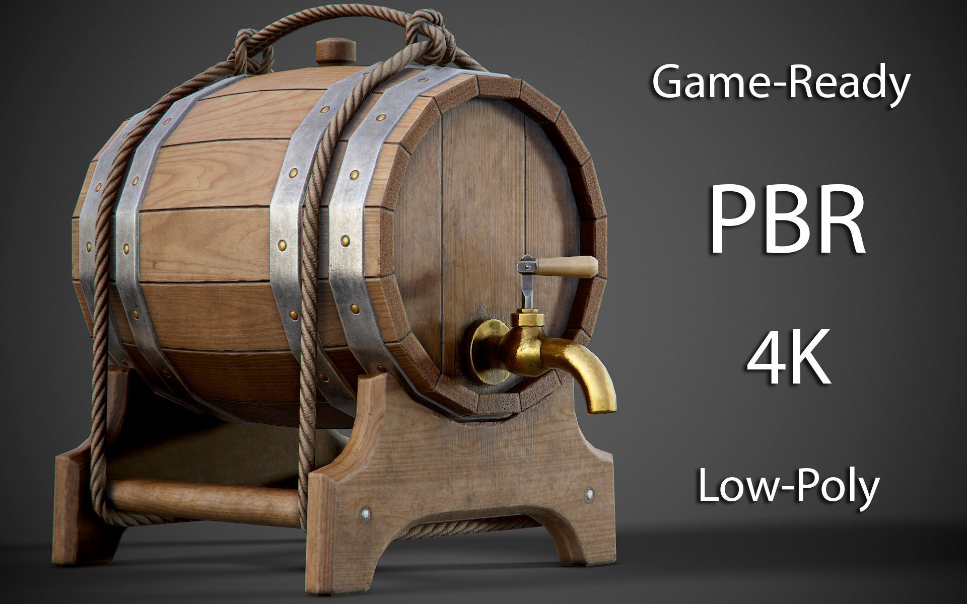 3D model Wooden Barrel for Booze - PBR Game-Ready VR / AR / low-poly ...