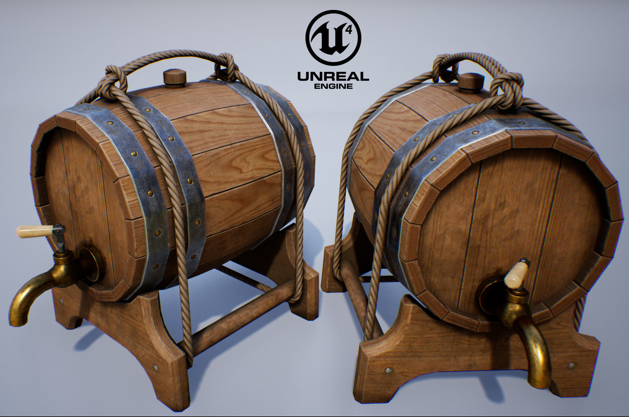 3D model Wooden Barrel for Booze - PBR Game-Ready VR / AR / low-poly ...