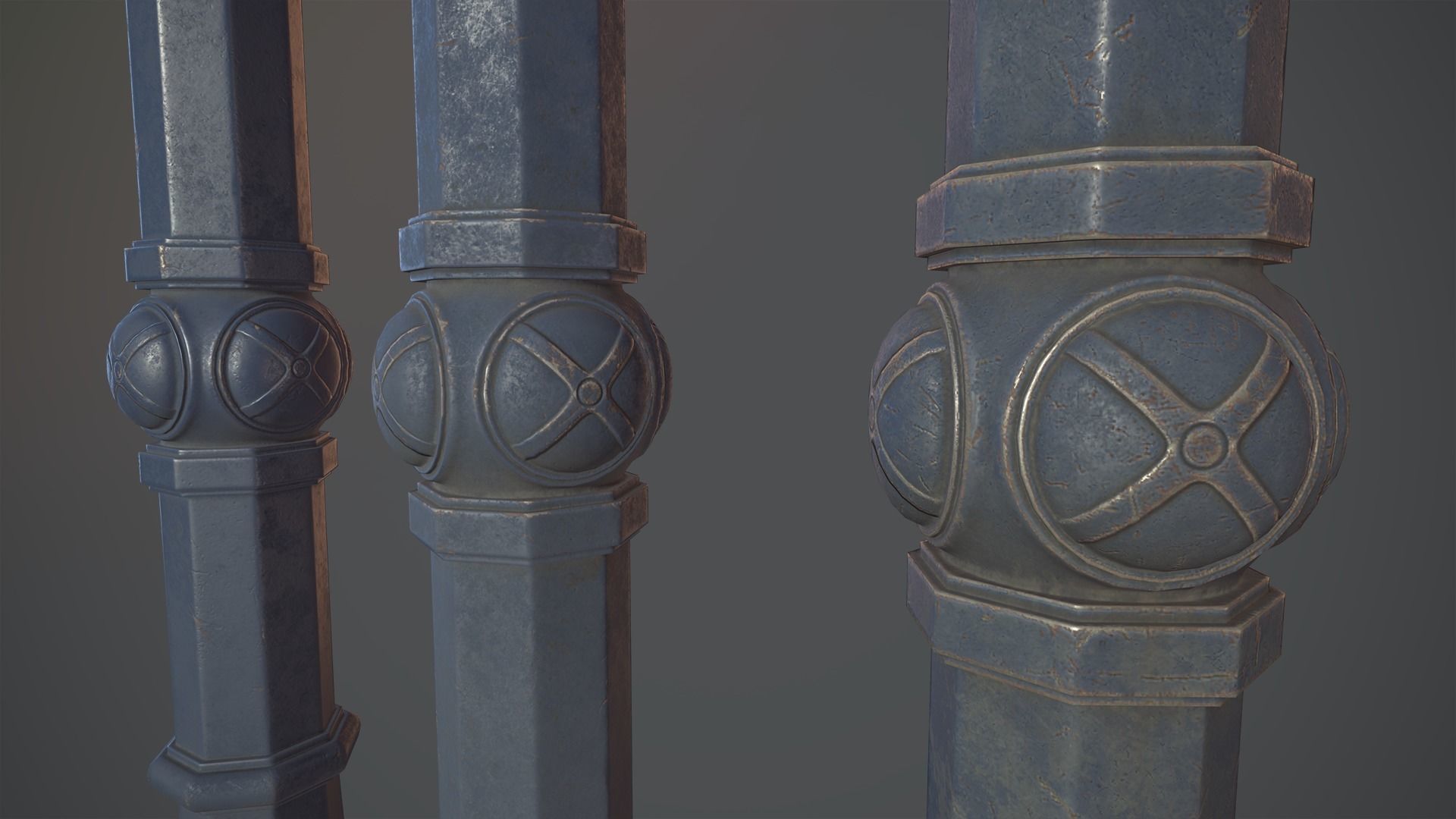 3D model Barrier Bollard Pack 2 v5 Blue Three Texture Options VR / AR ...