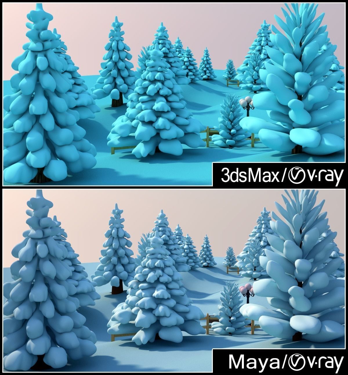 Snowy Outdoor Scene 3D model | CGTrader