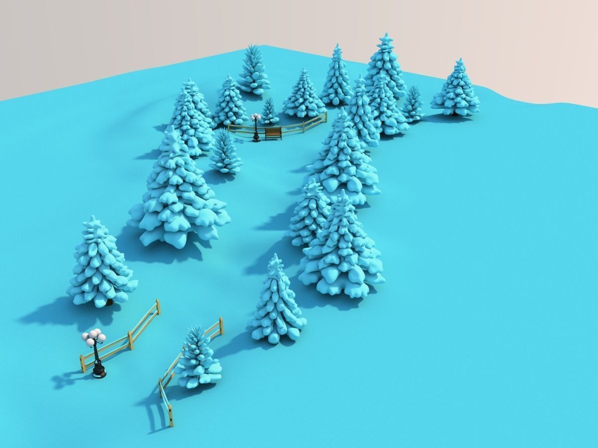 Snowy Outdoor Scene 3D model | CGTrader