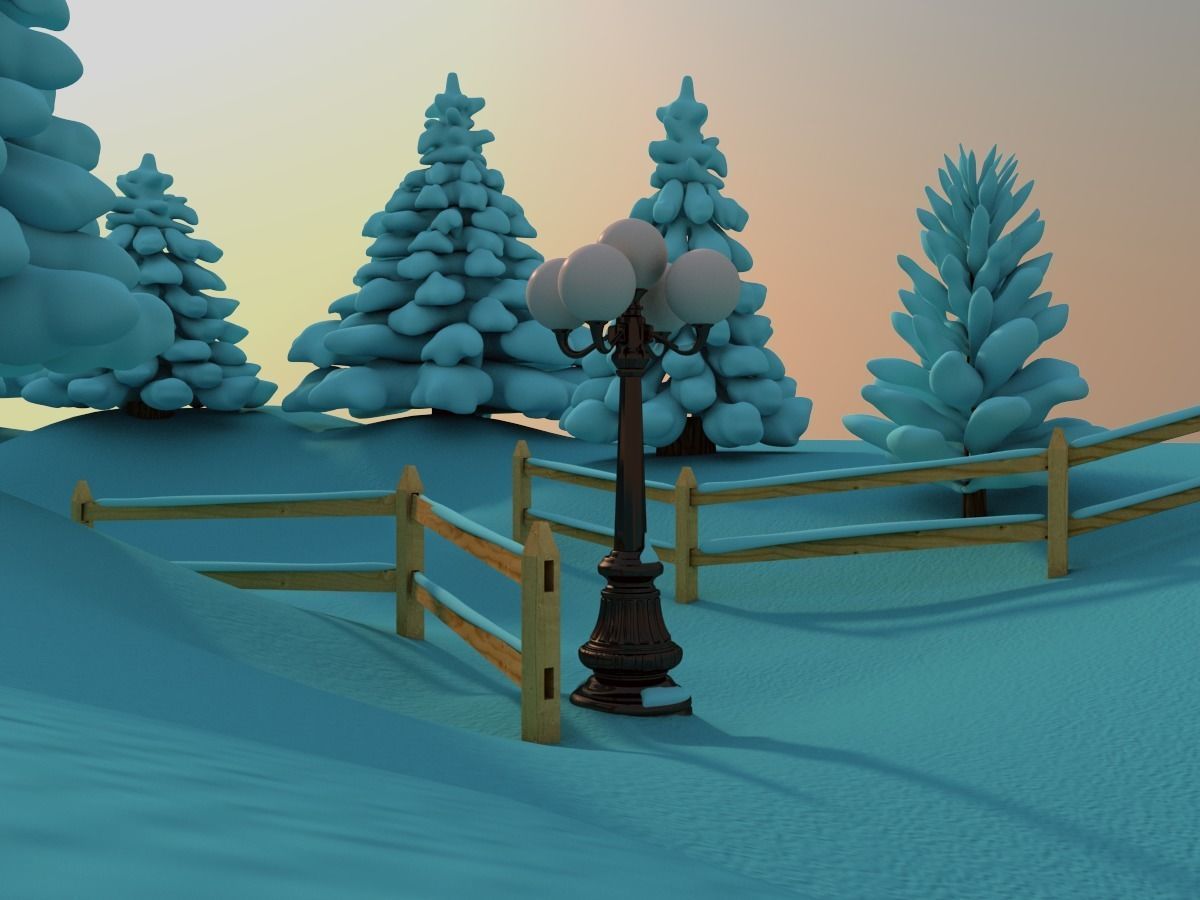 Snowy Outdoor Scene 3D model | CGTrader