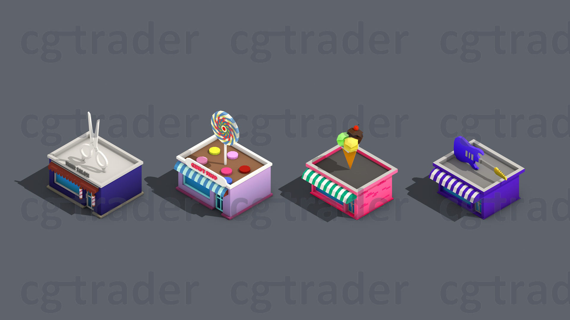 3D model Low poly Stores Shops Isometric VR / AR / low-poly | CGTrader