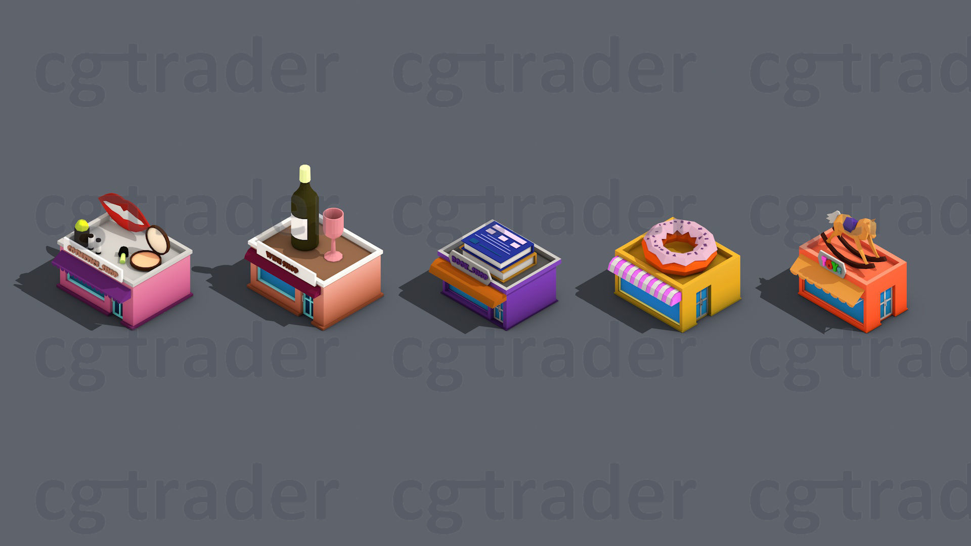 3D model Low poly Stores Shops Isometric VR / AR / low-poly | CGTrader